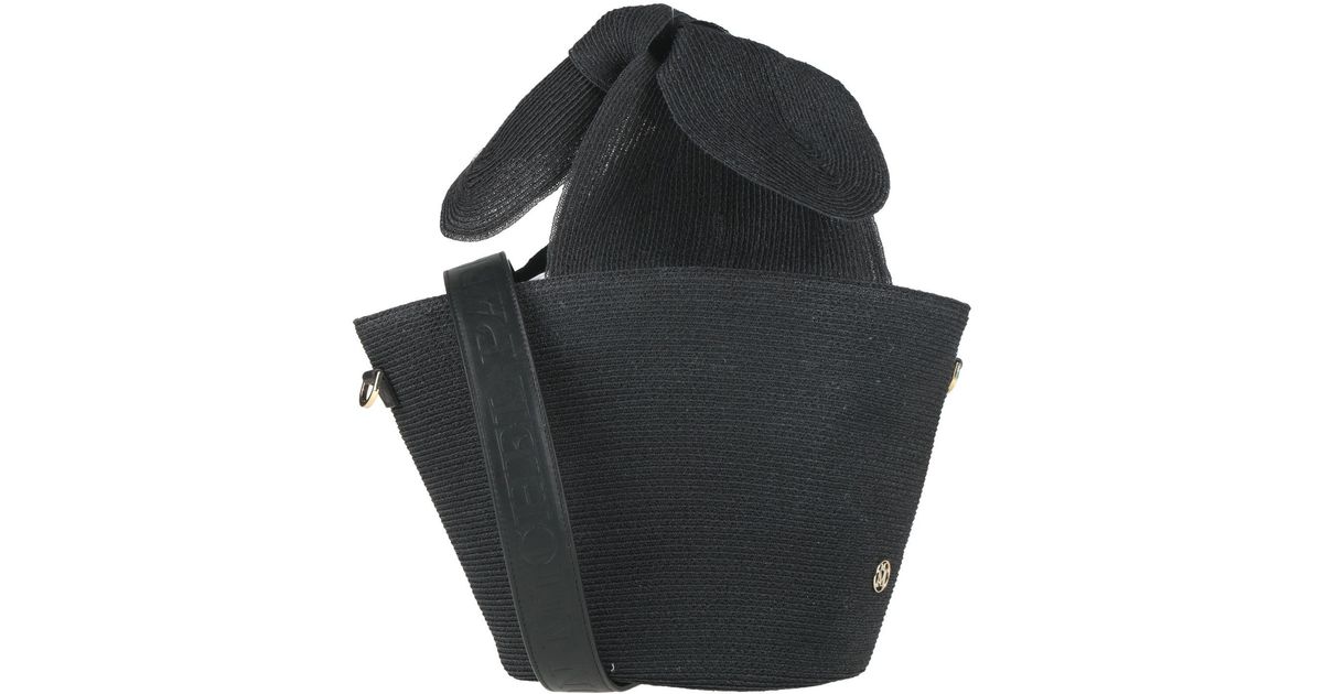 Maison Michel Hemp Bucket Top-Handle Bag in Black | Lyst