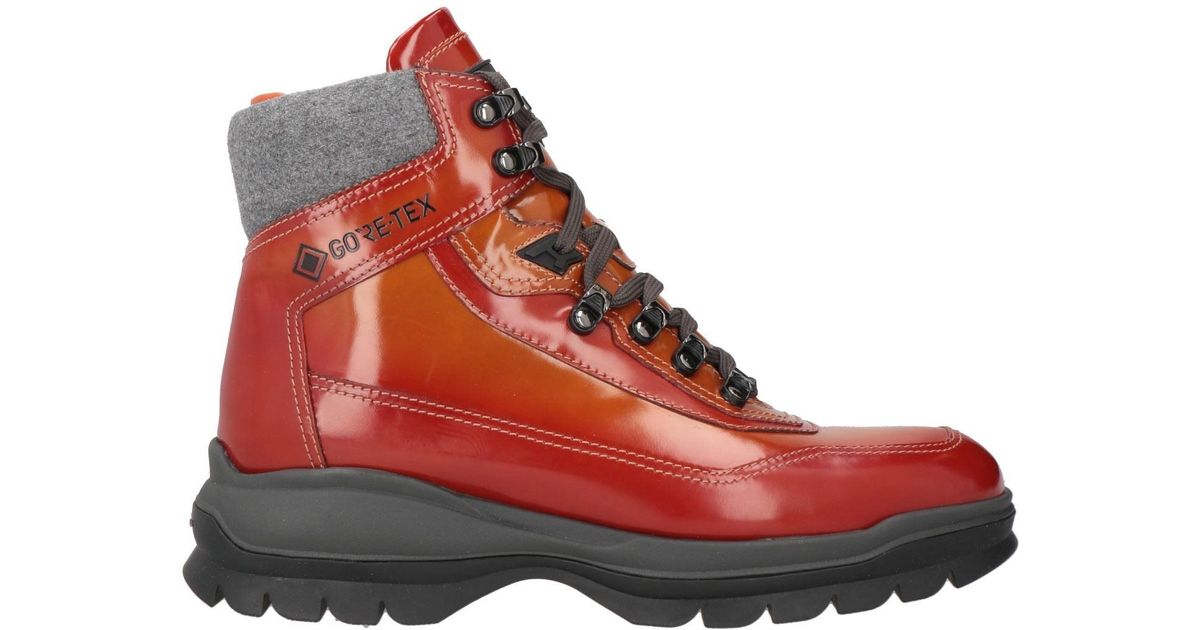 Santoni Rust Ankle Boots Leather, Synthetic Fibers in Red for Men | Lyst