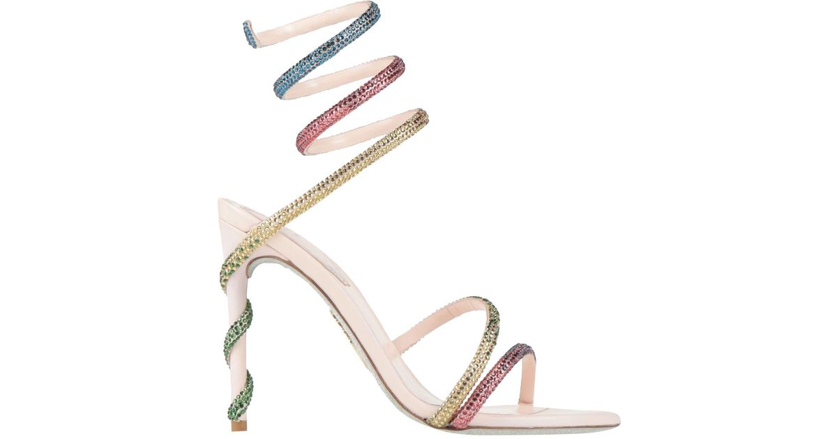 Rene Caovilla Azure Sandals Textile Fibers in Metallic | Lyst