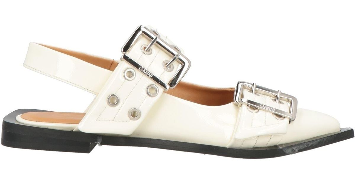 Ganni Ballet Flats Leather in White | Lyst