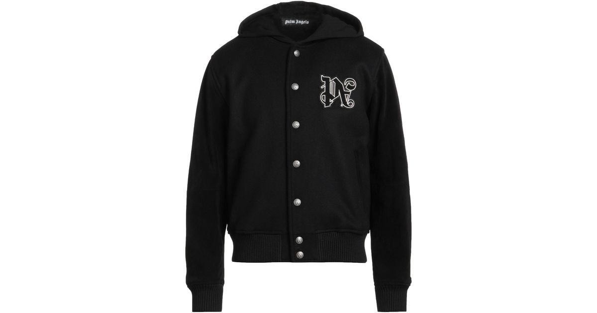 Palm Angels Jacket Virgin Wool, Polyamide, Cotton, Leather in Black for ...