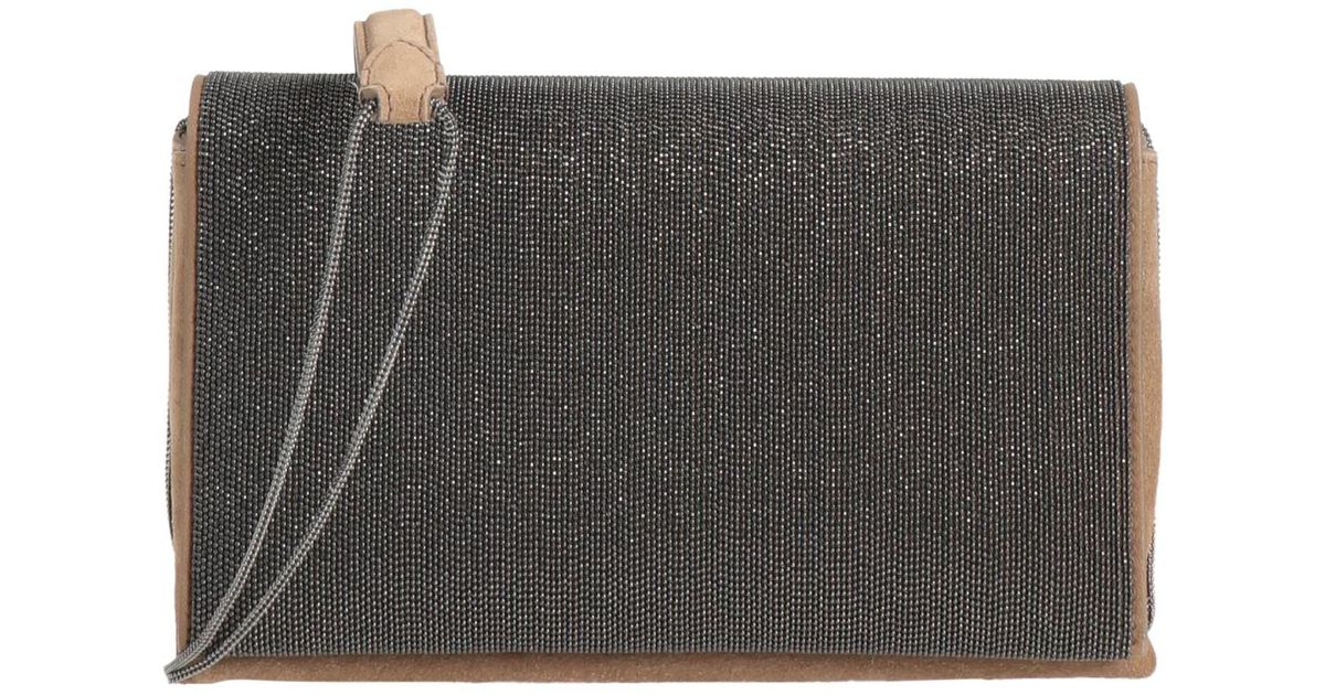 Brunello Cucinelli Khaki Cross-Body Bag Leather in Black | Lyst UK