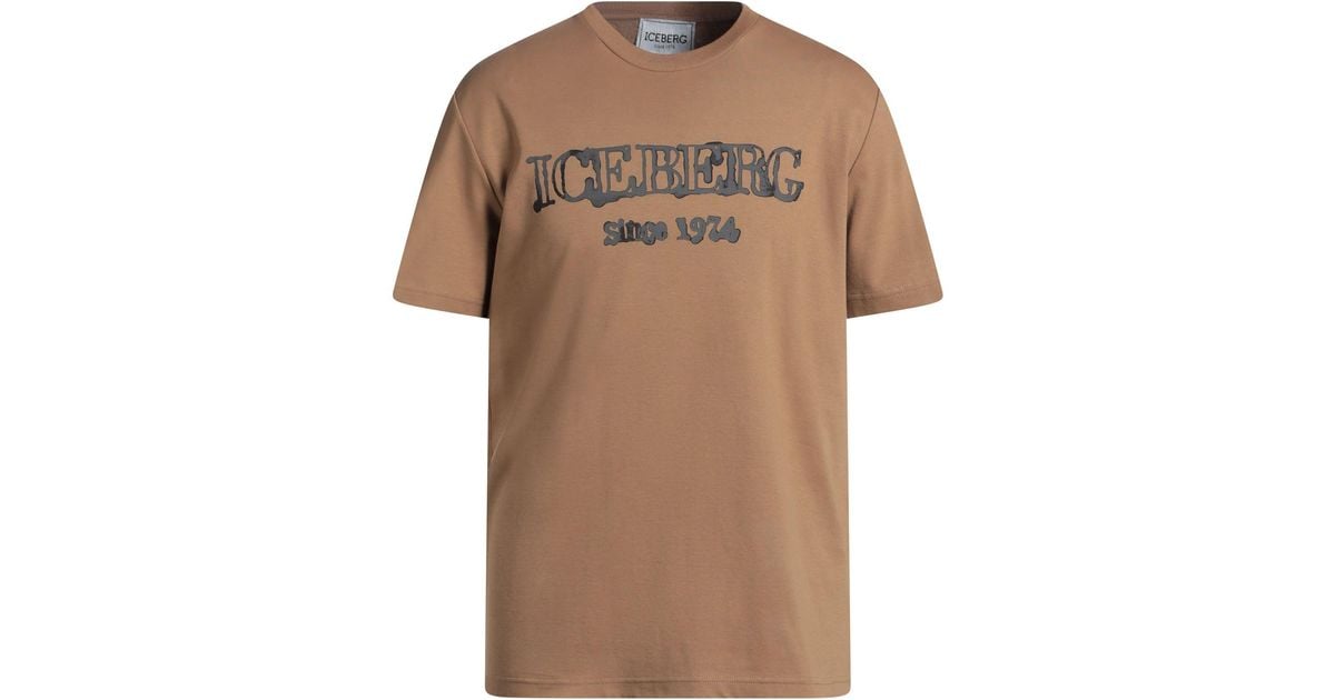 Iceberg Khaki T-Shirt Cotton in Brown for Men | Lyst UK