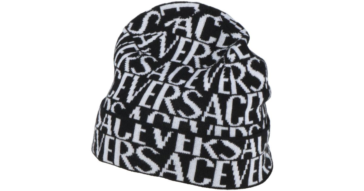 Versace Hat Wool, Cotton in Black for Men | Lyst UK
