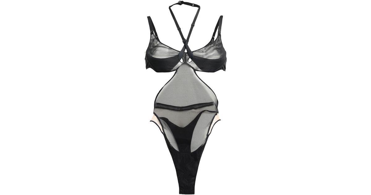 Mugler Bodysuit Polyamide, Elastane, Rubber in Gray | Lyst