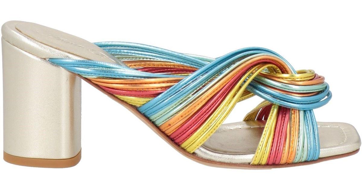 Anna F. Sandals Leather in Metallic | Lyst