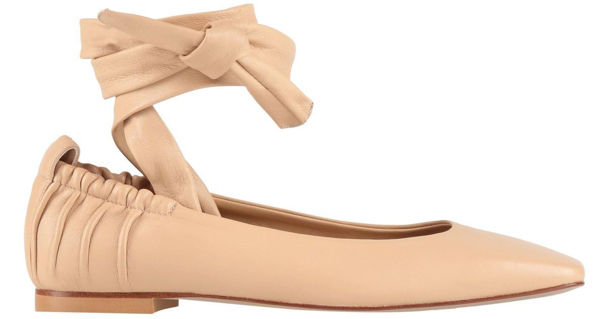 Tela Ballet Flats Leather in Natural | Lyst