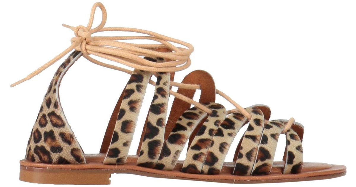 SEQUIMI Sandals Leather in Brown | Lyst