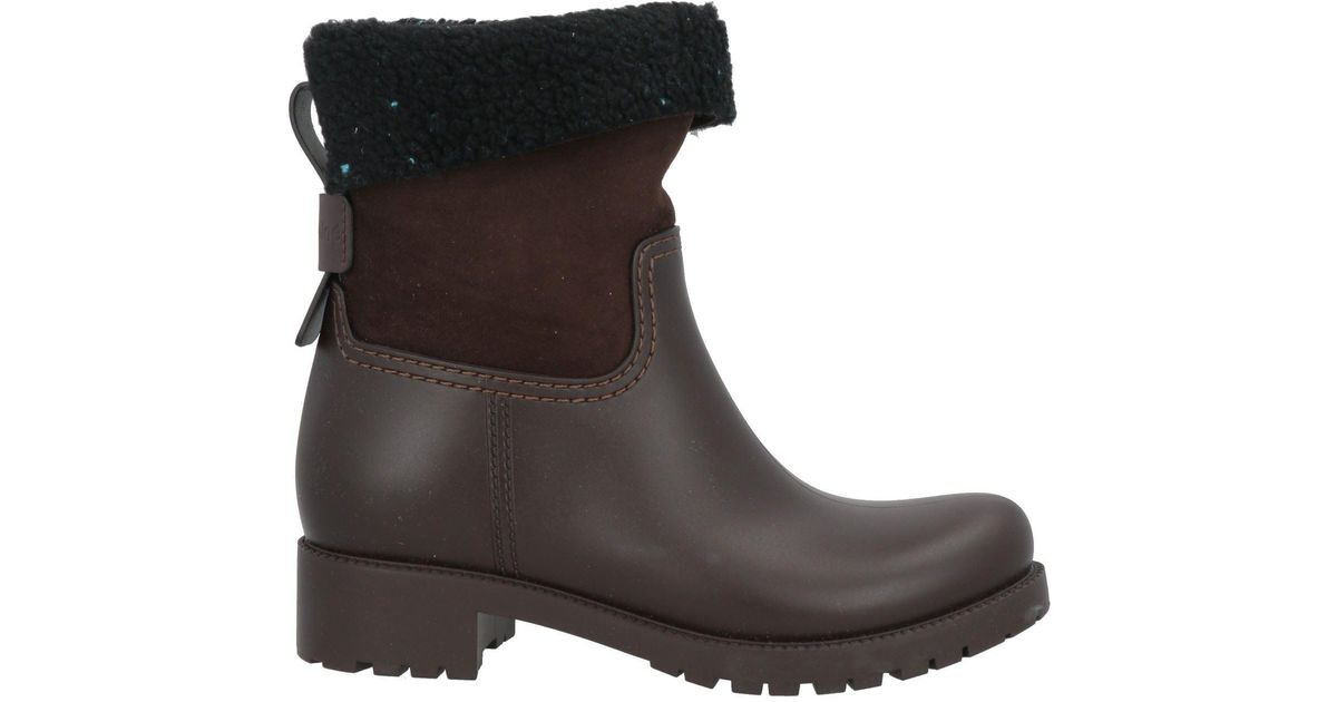 See By Chloé Dark Ankle Boots Textile Fibers, Pvc in Brown | Lyst