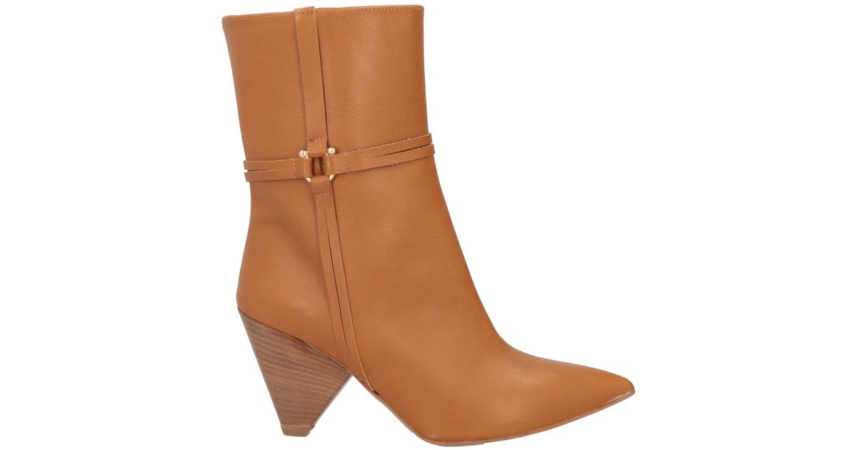 AUTORE Camel Ankle Boots Calfskin in Brown | Lyst