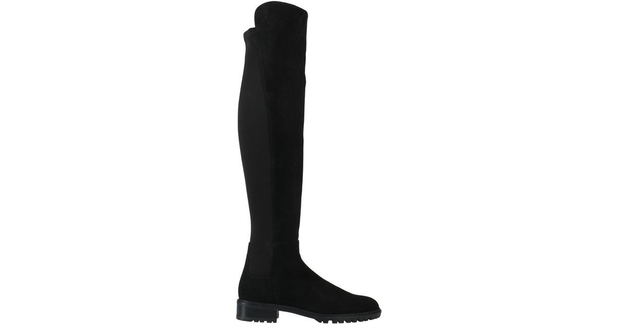 Stuart Weitzman Boot Leather, Textile Fibers in Black | Lyst