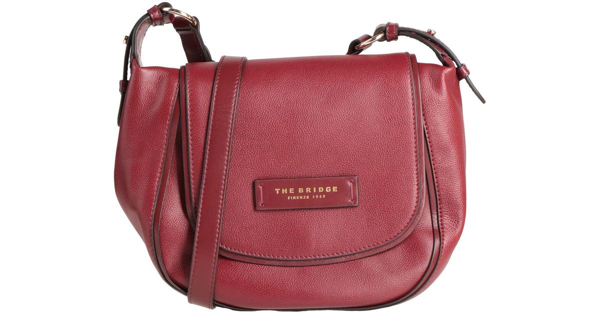 The Bridge Burgundy Cross-Body Bag Leather in Red | Lyst