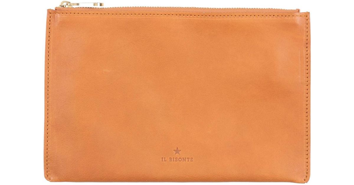 Il Bisonte Camel Pouch Leather in Orange | Lyst