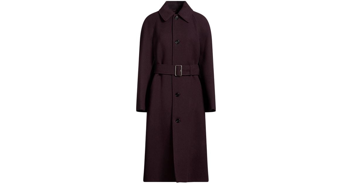 Burberry Coat Wool in Purple | Lyst