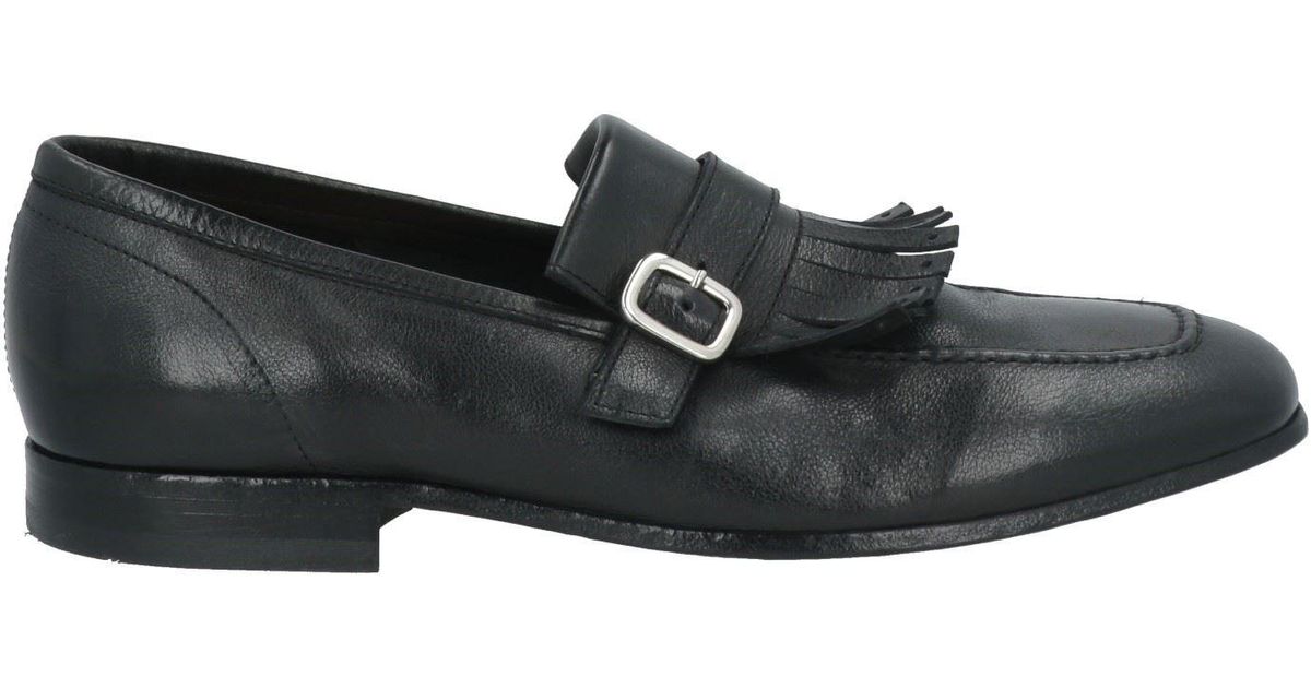 Green George George Loafers Leather in Black for Men | Lyst