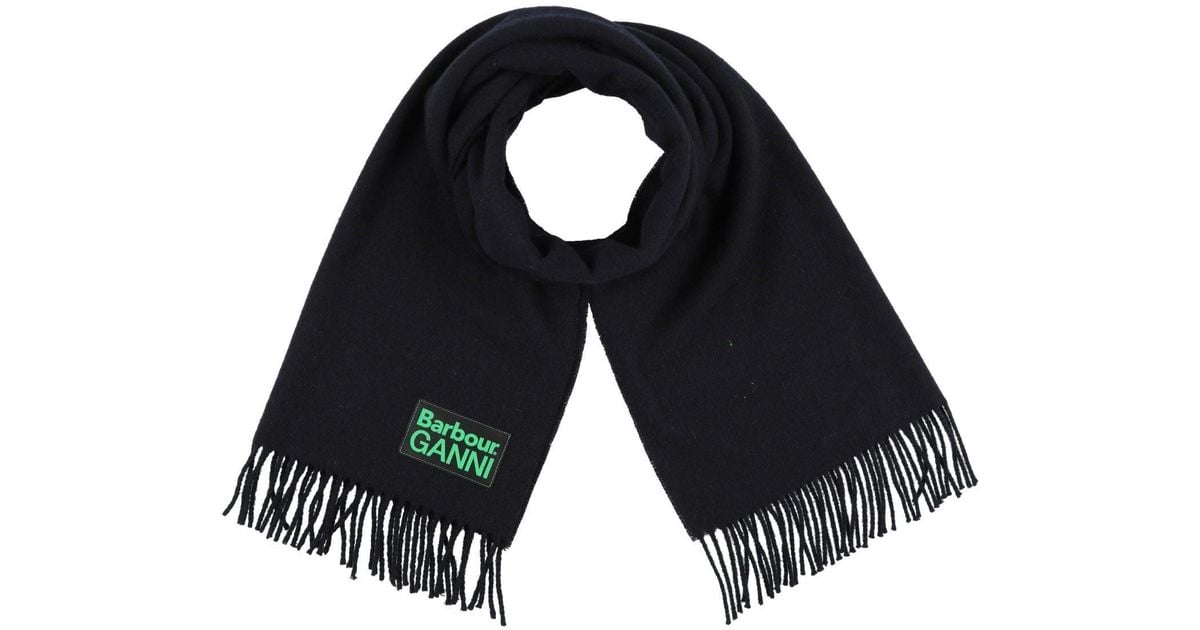 BARBOUR X GANNI Midnight Scarf Wool in Blue | Lyst