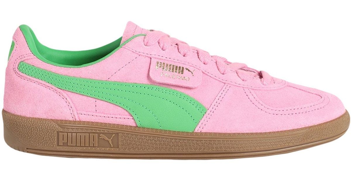 PUMA Palermo Logo-tab Suede Low-top Trainers in Pink | Lyst