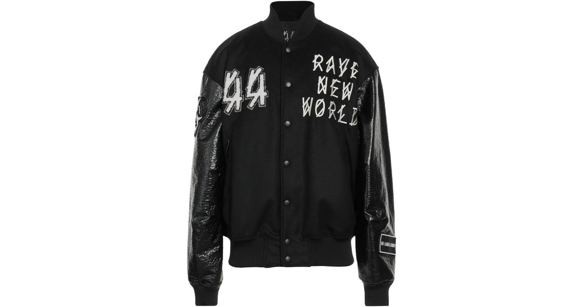 44 Label Group Wool-Cashmere Varsity Bomber Jacket in Black for Men | Lyst