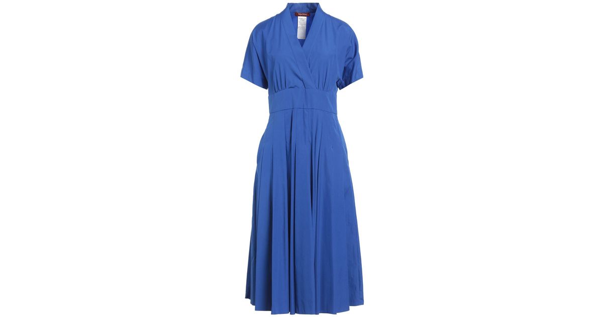 Max Mara Bright Midi Dress Cotton in Blue | Lyst