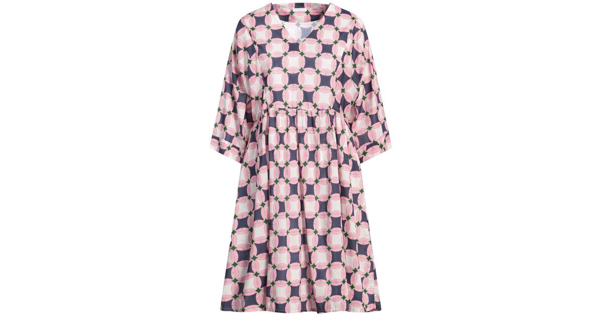 Robert Friedman Midi Dress Cotton in Pink | Lyst