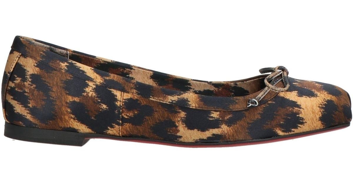 Christian Louboutin Ballet Flats Leather, Textile Fibers in Brown | Lyst