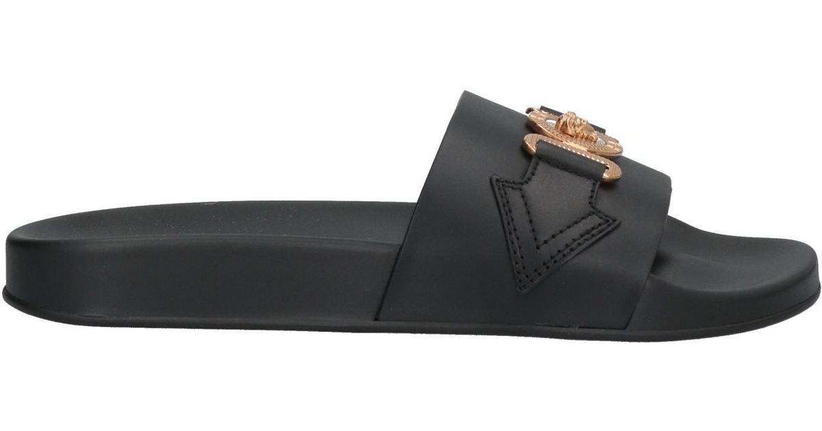 Versace Medusa Leather Slide in Black | Lyst