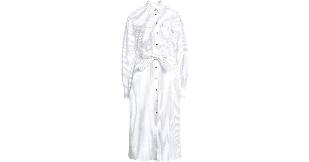 Brunello Cucinelli Midi Dress in White | Lyst