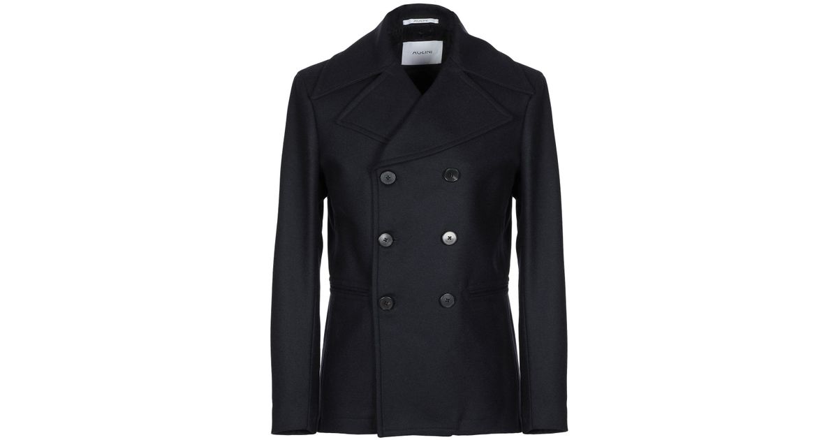 Aglini Wool Coat in Dark Blue (Blue) for Men - Lyst