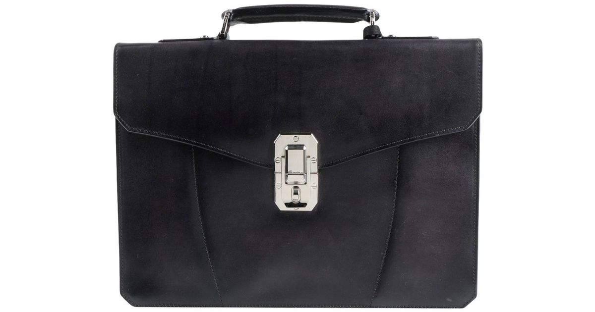 Santoni Leather Work Bags in Black for Men - Lyst