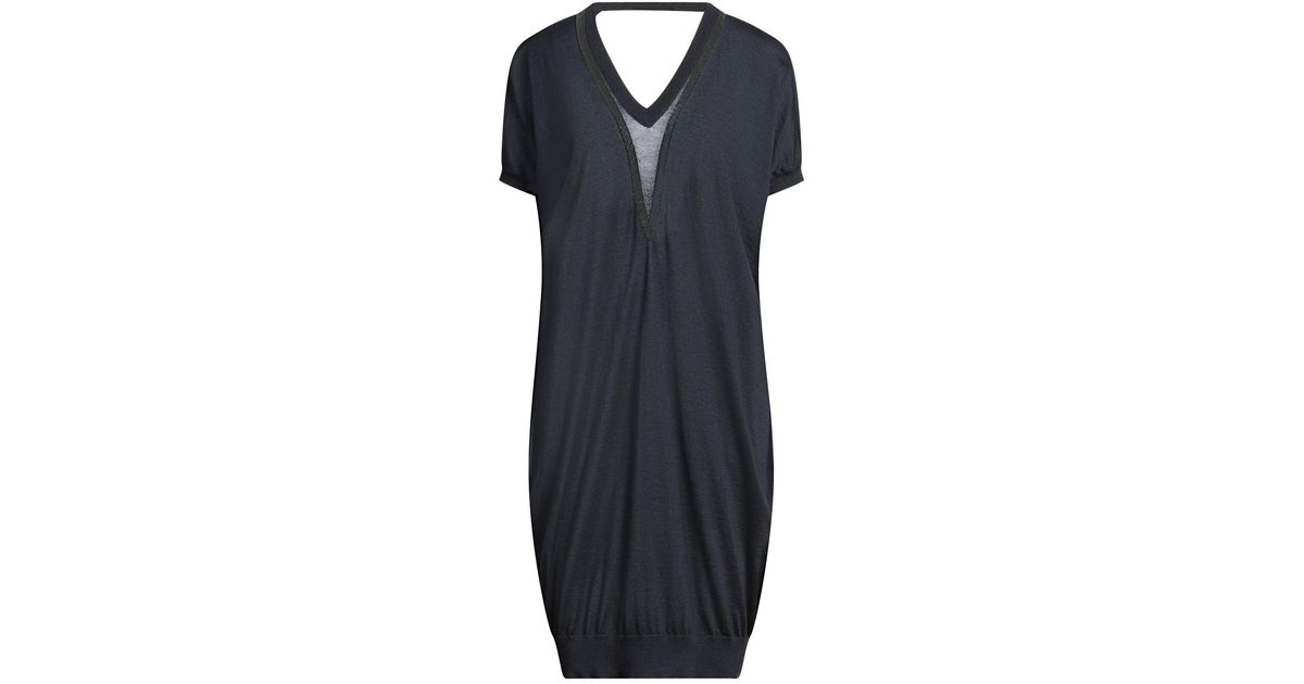 Brunello Cucinelli Slate Mini Dress Cashmere, Silk in Blue | Lyst