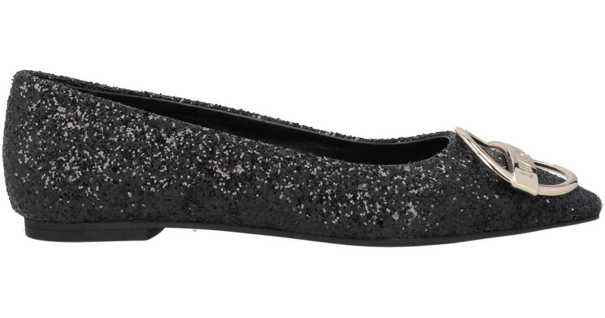 Love Moschino Ballet Flats Textile Fibers in Black | Lyst