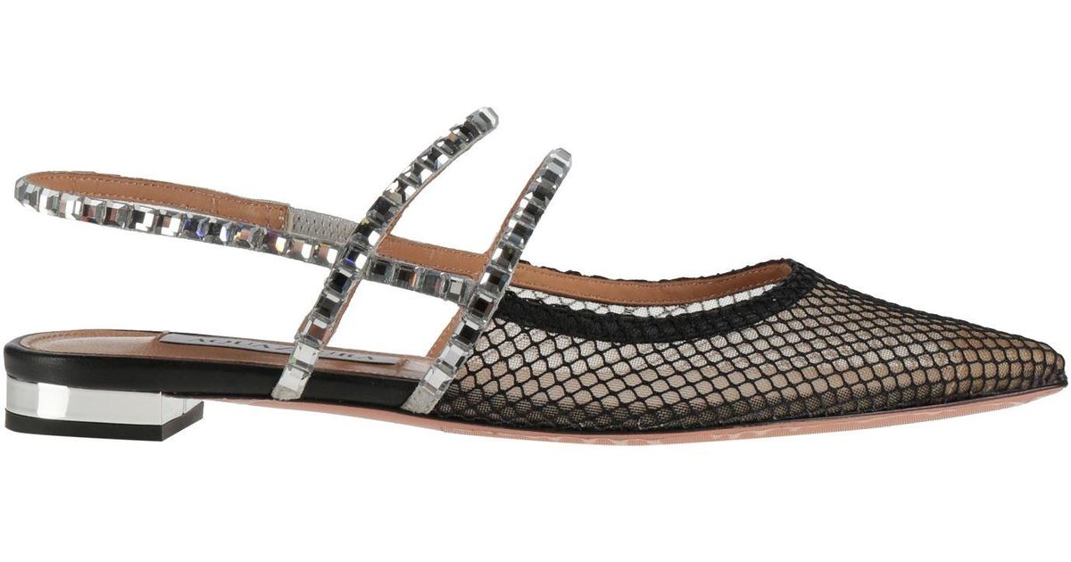 Aquazzura Ballet Flats Leather, Textile Fibers in White | Lyst