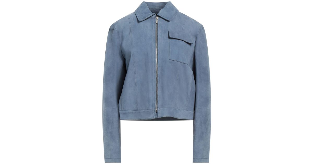 Max Mara Jacket Lambskin in Blue | Lyst