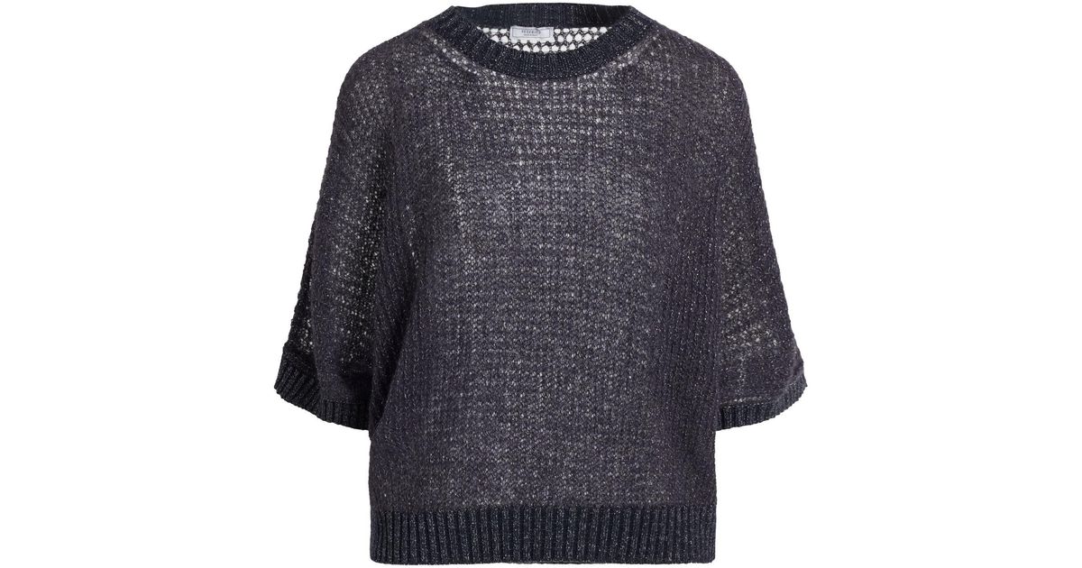 Peserico Charcoal Sweater Virgin Wool, Silk, Cashmere, Rayon, Metallic ...