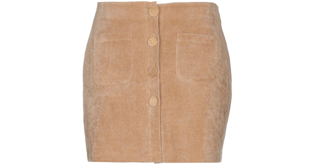 Berna Velvet Mini Skirt in Camel (Natural) - Lyst