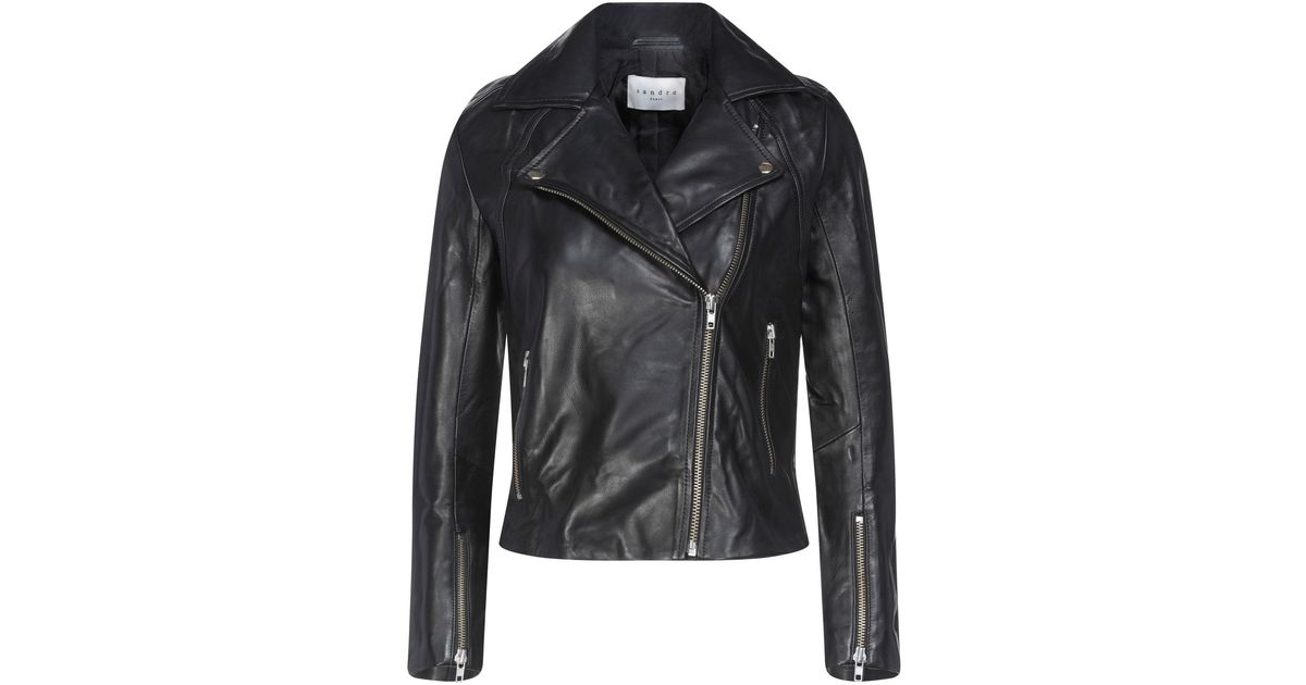 Sandro Jacket Lambskin in Black | Lyst UK