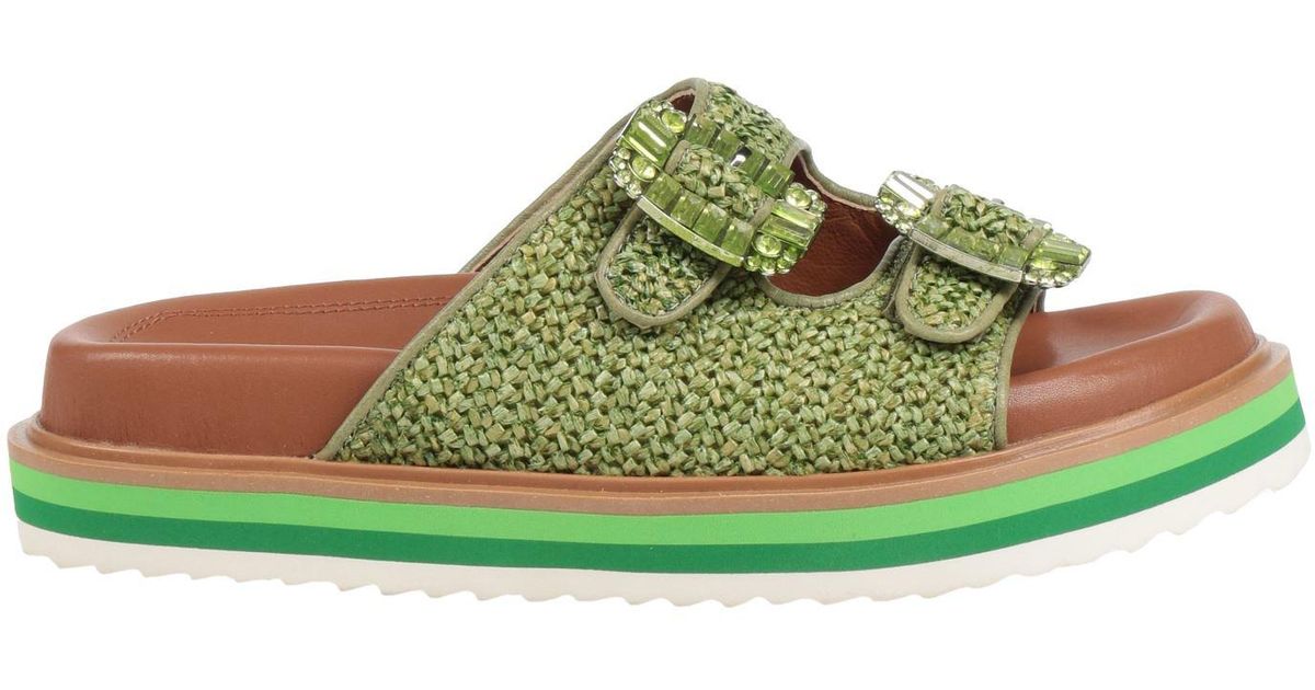 Rahya Grey Rahya Sandals Leather, Textile Fibers in Green | Lyst