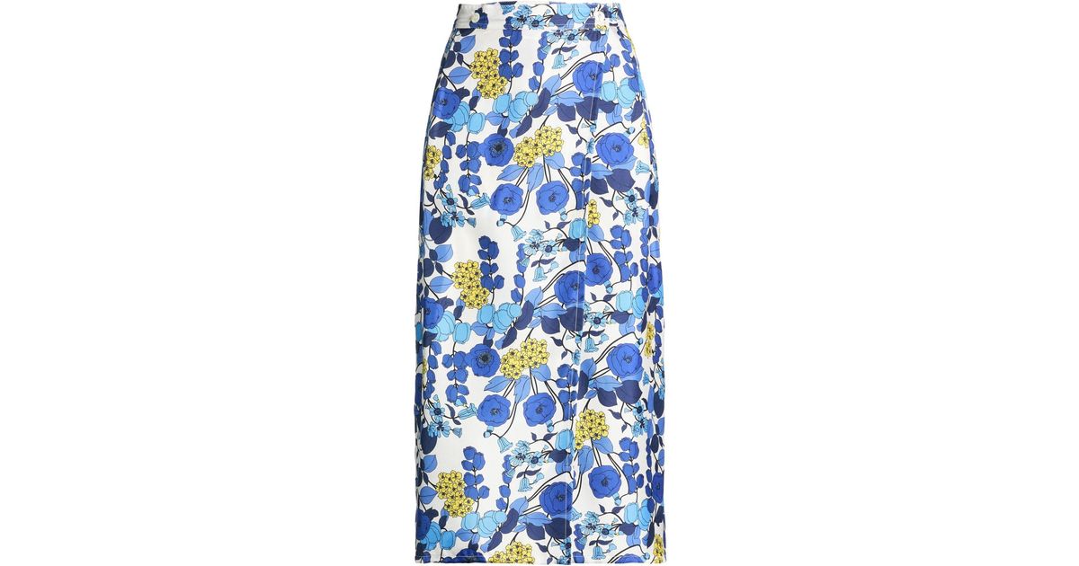 Laura Urbinati Midi Skirt Silk in Blue | Lyst UK