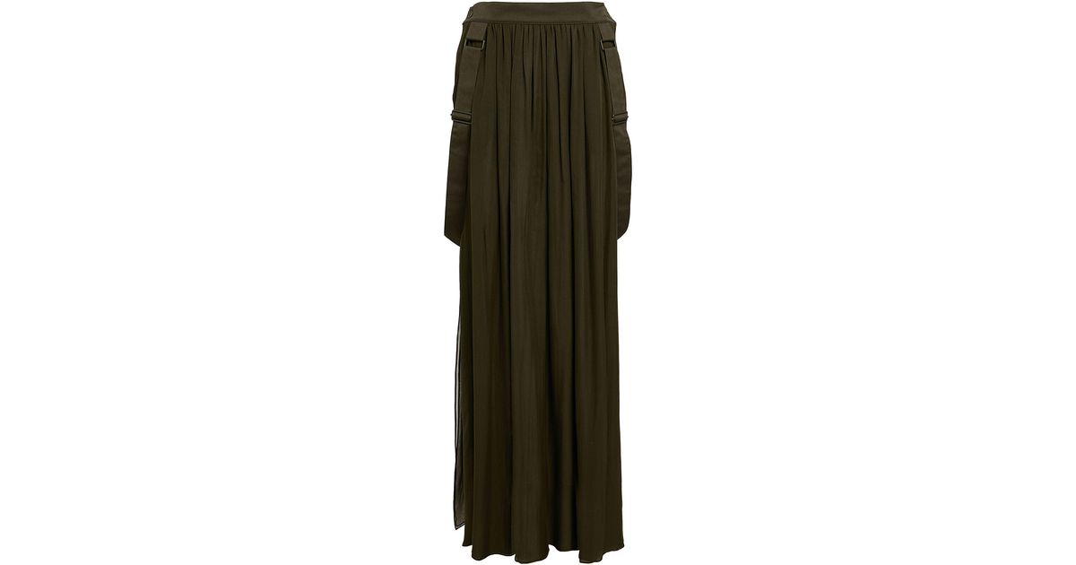 Max Mara Military Maxi Skirt Silk in Green | Lyst