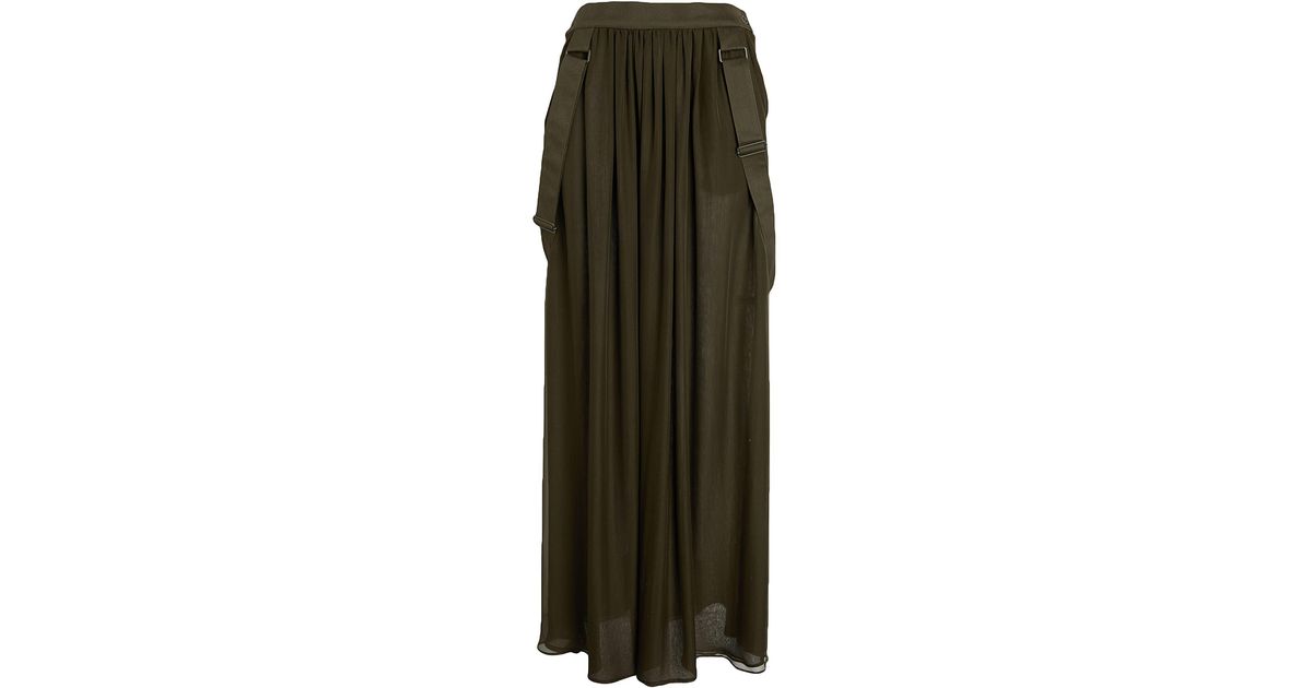 Max Mara Military Maxi Skirt Silk, Cotton in Green | Lyst
