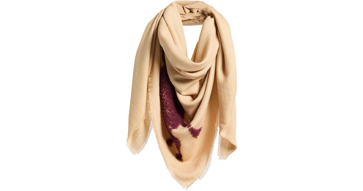 Chloé Scarf Wool, Silk in Natural | Lyst UK