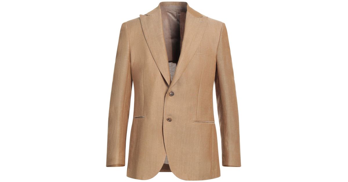 De Petrillo Sand Blazer Wool, Linen in Natural for Men | Lyst