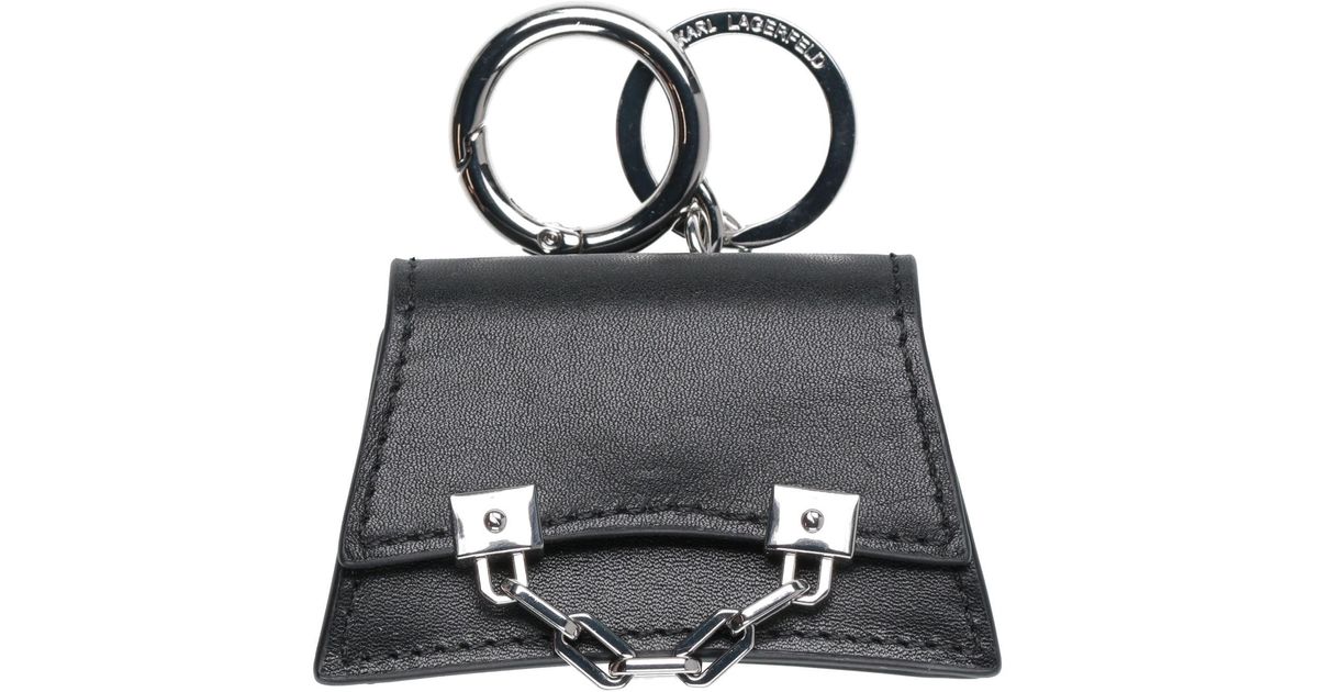 Karl Lagerfeld Key Ring Leather in Black | Lyst