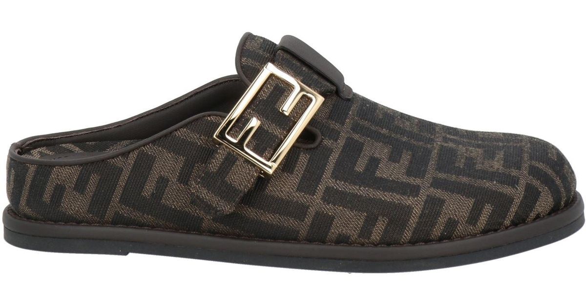 Fendi Mules & Clogs Textile Fibers in Brown | Lyst