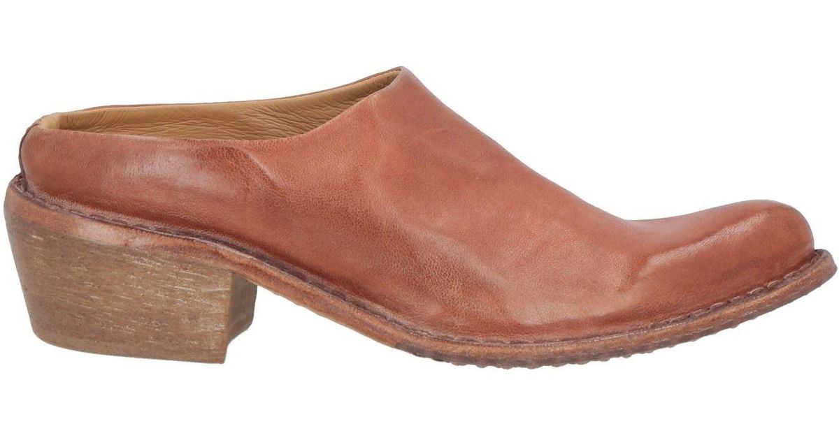 Moma Ideal Block Tan Mules & Clogs Leather in Brown | Lyst