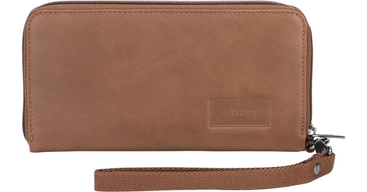 Eastpak Leather Wallet in Brown - Lyst