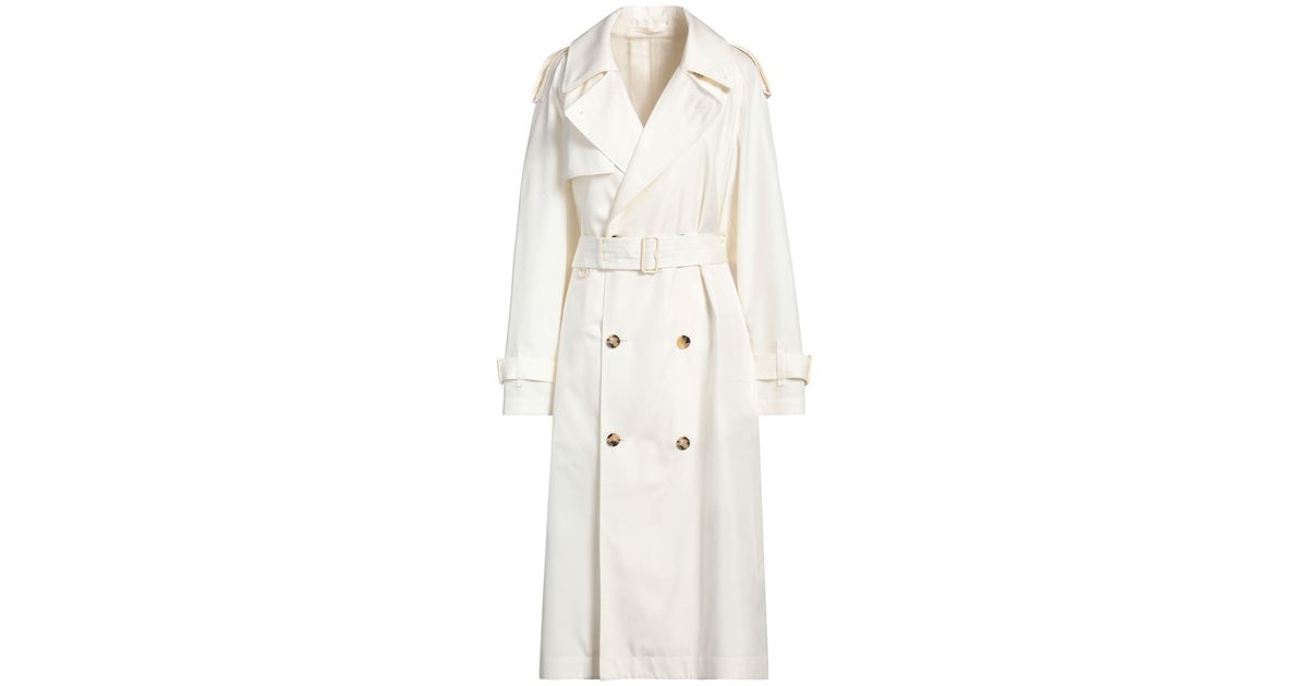 Burberry Cream Overcoat & Trench Coat Silk in White | Lyst