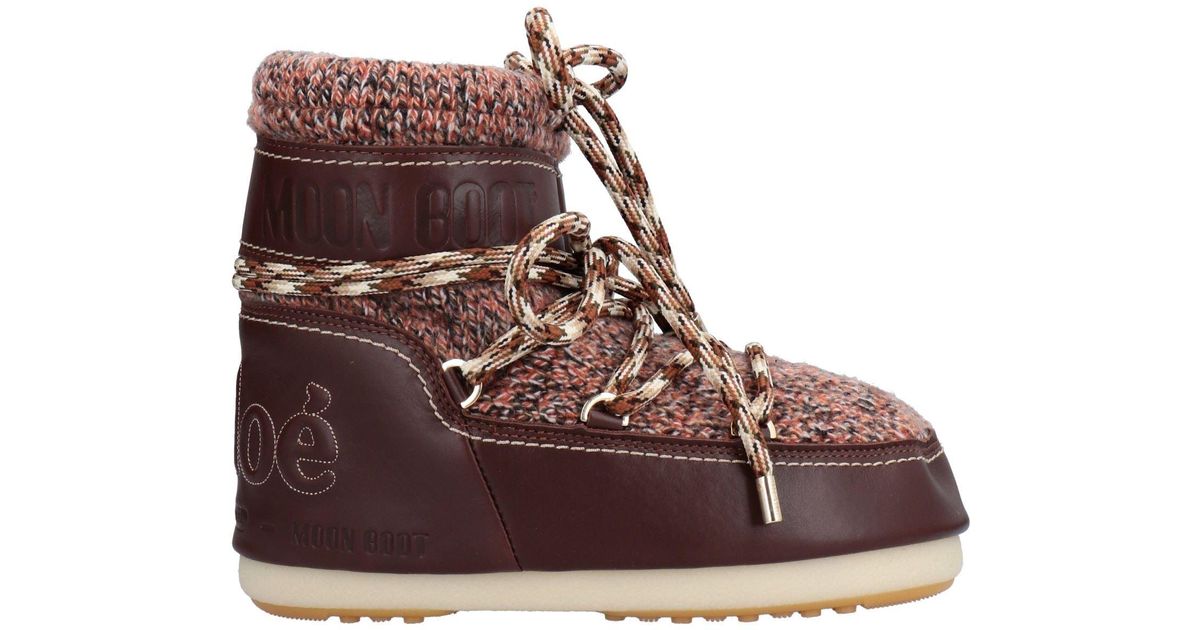 CHLOÉ x MOON BOOT Ankle Boots in Brown | Lyst