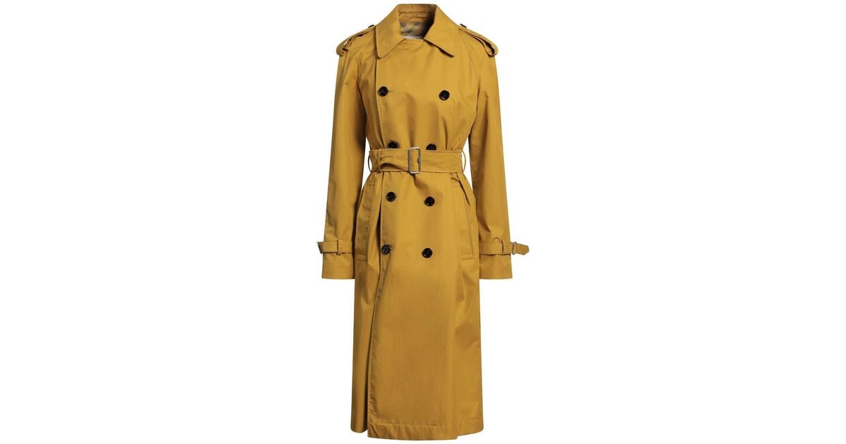Burberry Mustard Overcoat & Trench Coat Cotton in Yellow | Lyst