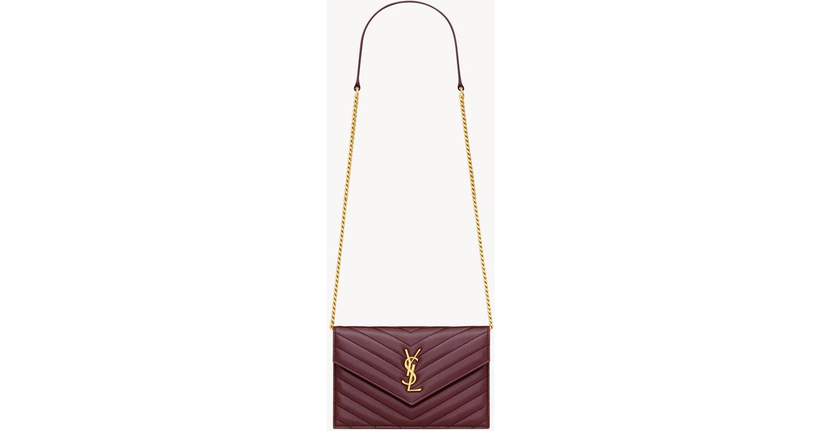 Saint Laurent Cassandre Envelope Chain Wallet in White | Lyst